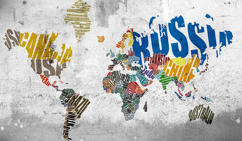 Renkli Ülke isimleri Yazılı Dünya Haritası - 97.46 TL + KDV